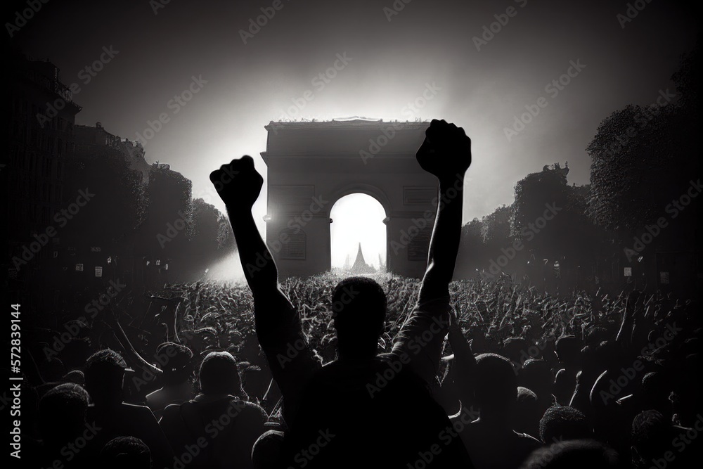 Large group of people protesting.. Big crowd of people on the streets ...