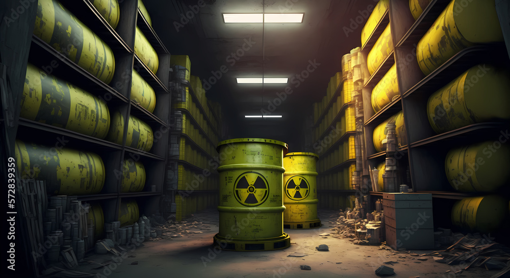 Abandoned Storage for Yellow barrels for radiation waste. Concept ...