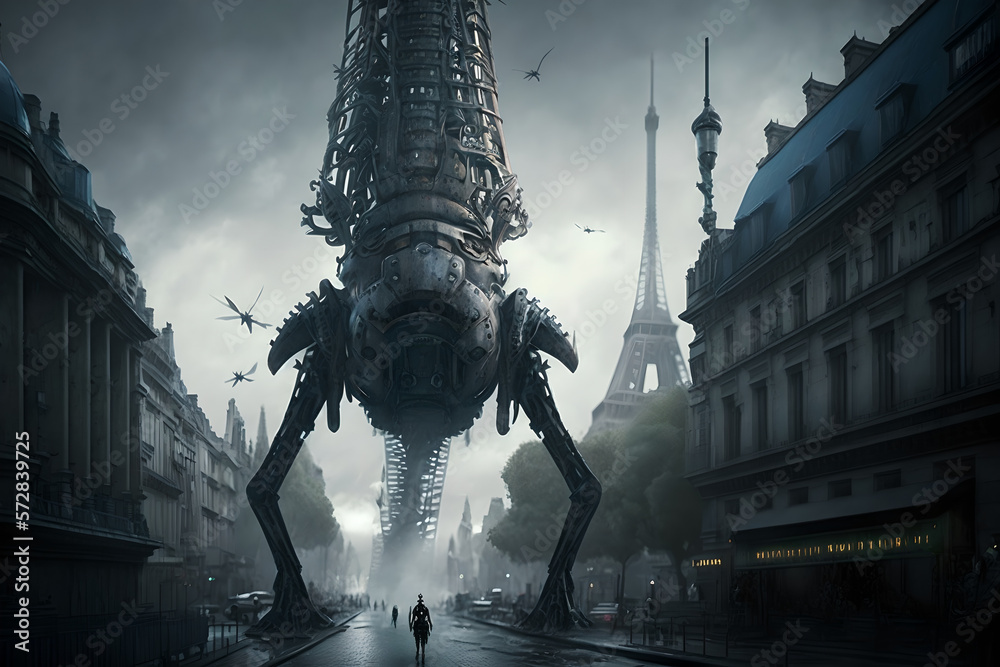Huge Biomechanical evil monsters take over Paris, under the Eiffel ...