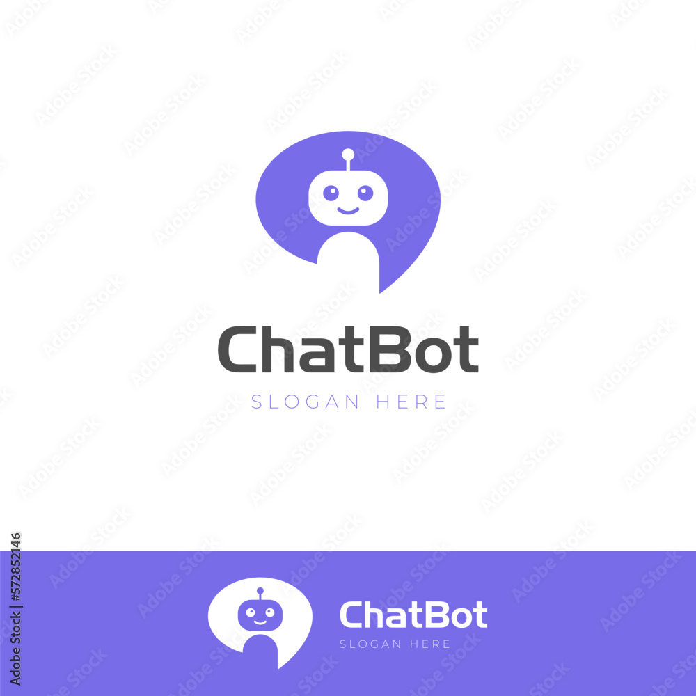 Vetor de simple Robot icon logo design. Chat Bot sign for support ...