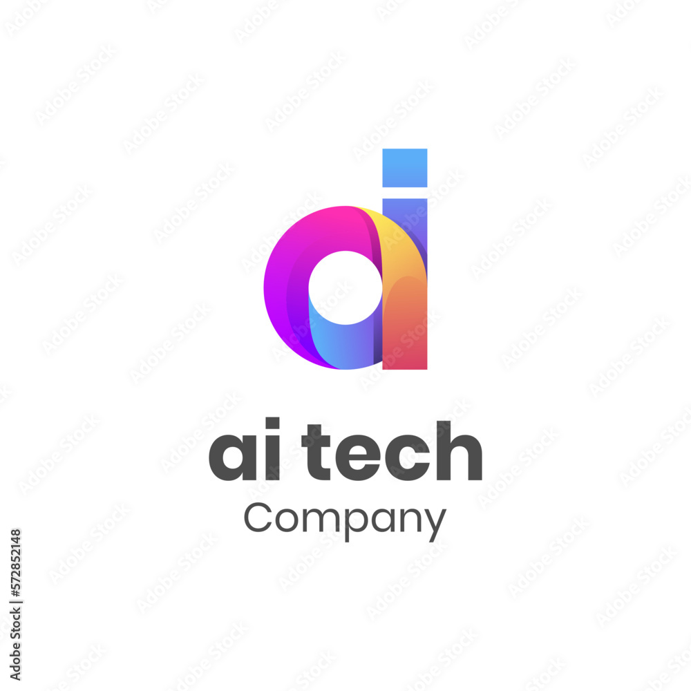 letter ai lowercase identity logo design with multicolor shape icon design element, minimalist ...