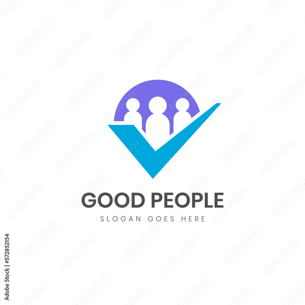 business success People Check Logo design, human group success icon ...