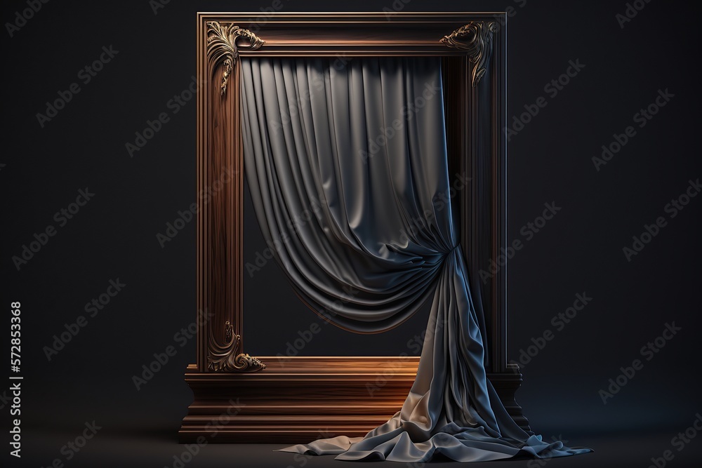 silk curtain draped over large rectangle very simple wooden frame for ...