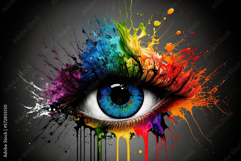 Abstract woman eye watercolor splash art, beautiful graphic design in ...