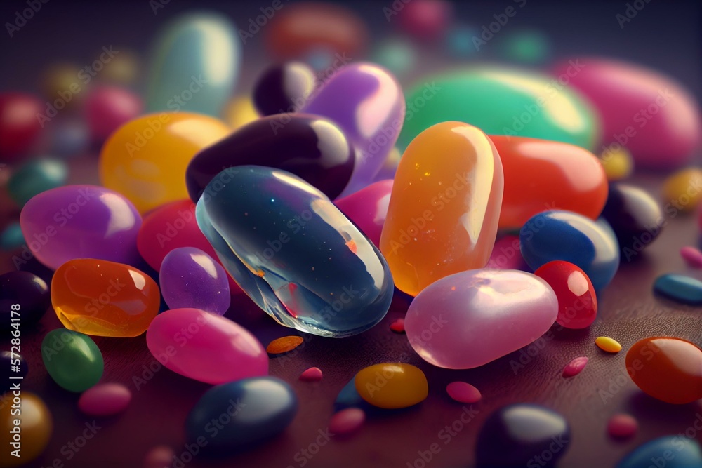 jelly beans, high definition, - Photorealistic, Closeup, High Angle ...