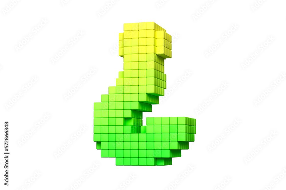 Question mark pixel art style in green to yellow. High definition 3D ...