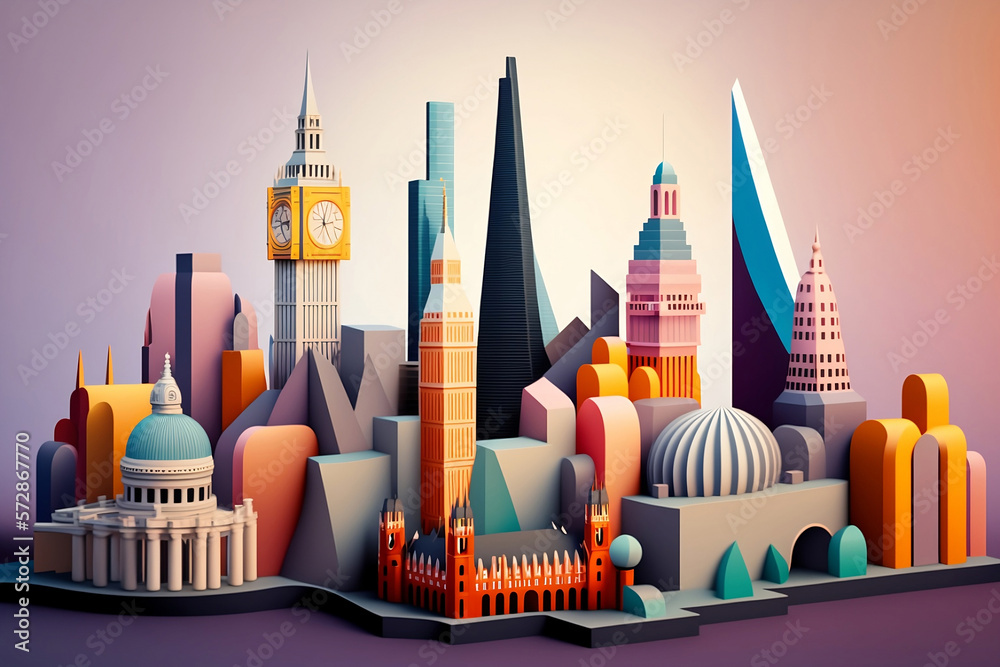 3D paper cut of the city. Paper of the town. 3D paper cut of buildings ...