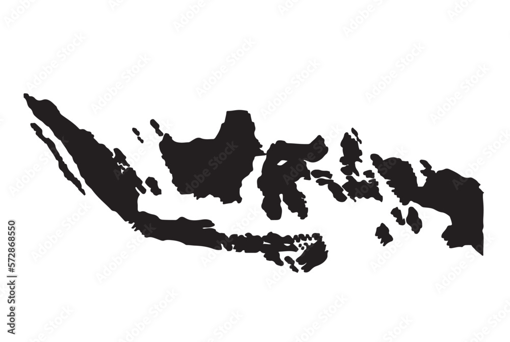 Stockvector Map of Asia with highlighted Indonesia map, black map of ...