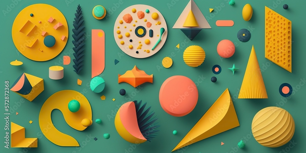 flatlay of vibrant and colorful abstract patterns including shapes ...