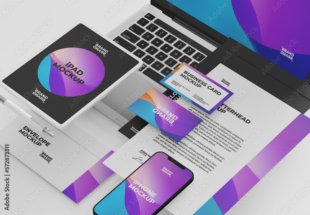 Branding Mockup Pack With Smar Devices Stock Template | Adobe Stock