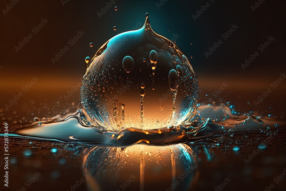 image of a water droplet splattering under artificial light, ideal for ...