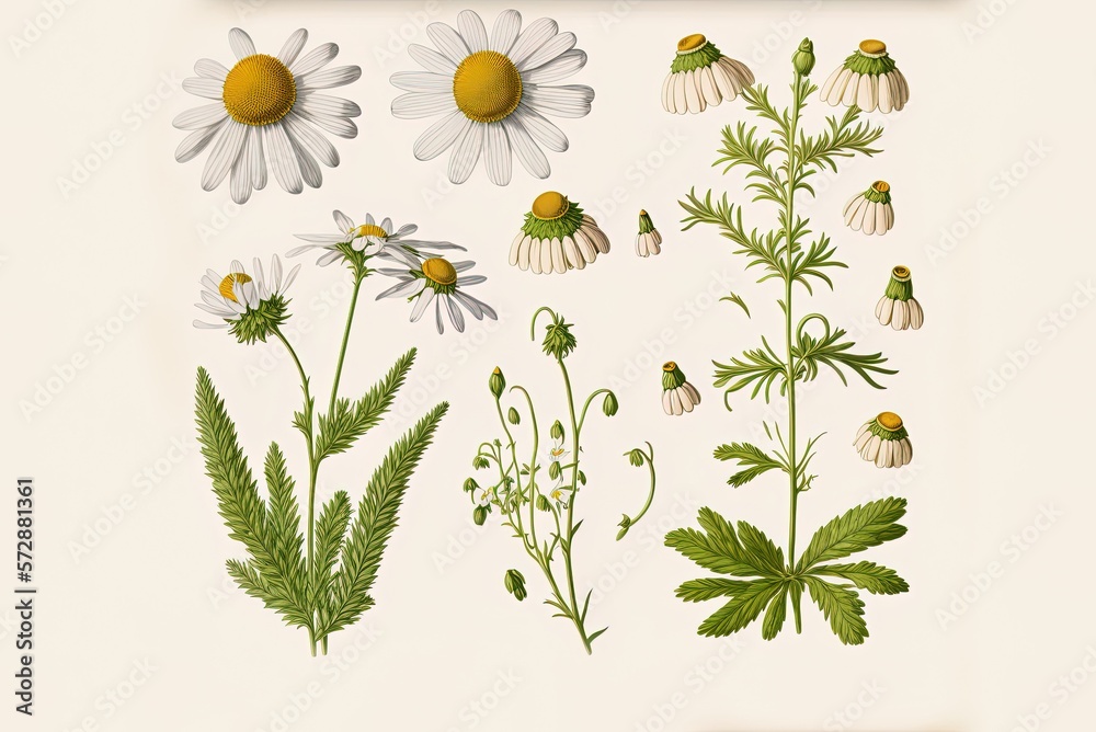 chamomile (matricaria chamomilla) (matricaria chamomilla). Botanical ...