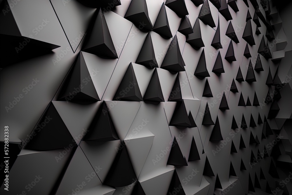 Tiled wall in a futuristic, polished style; black, triangular chunks on ...