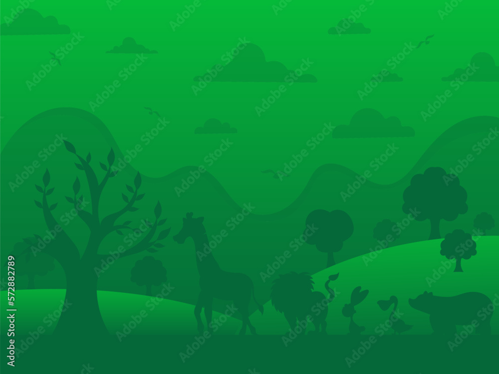 World Wildlife Day background with animals in forests and mountains ...