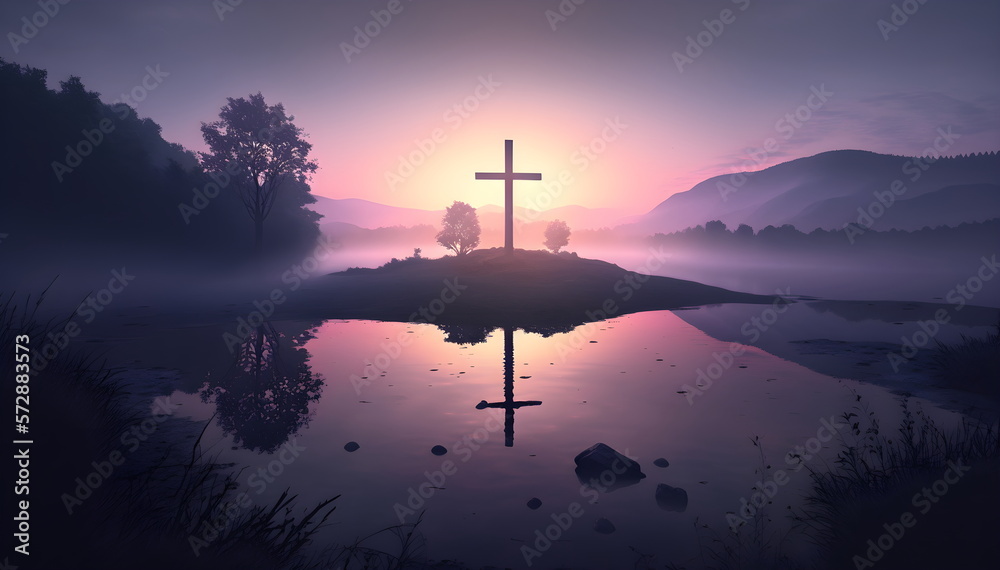 Cross in landscape, cross, church, religion, Christian, Christianity ...