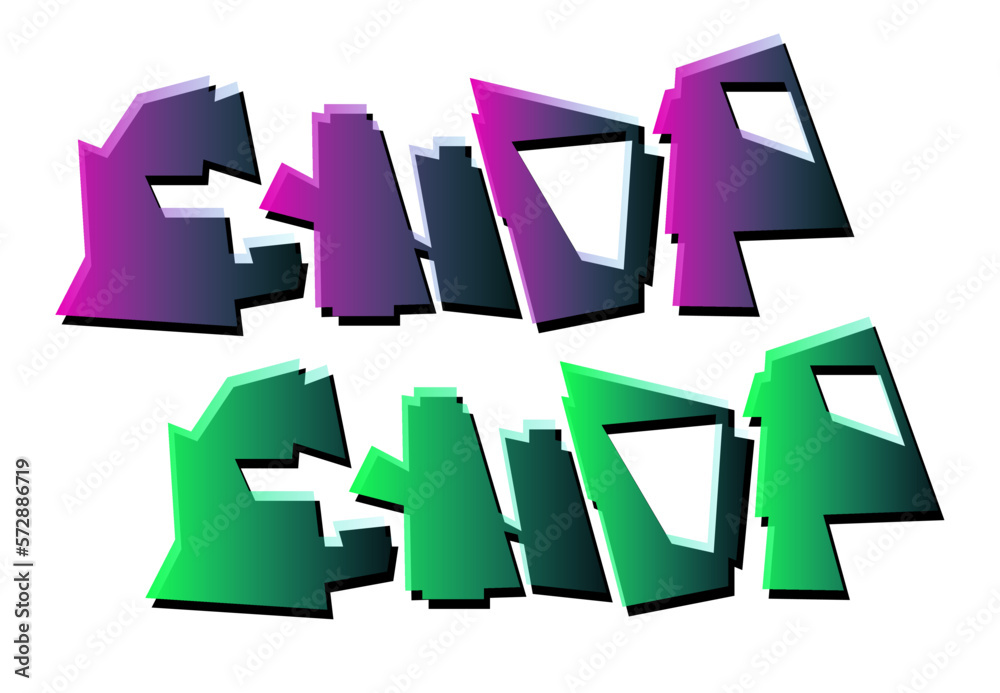 Chop chop lettering. Doodling, abstract, geometric, graffiti style ...