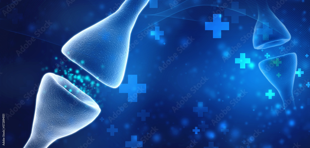 Synapse and neurons in the human brain. Sending chemical and electrical ...