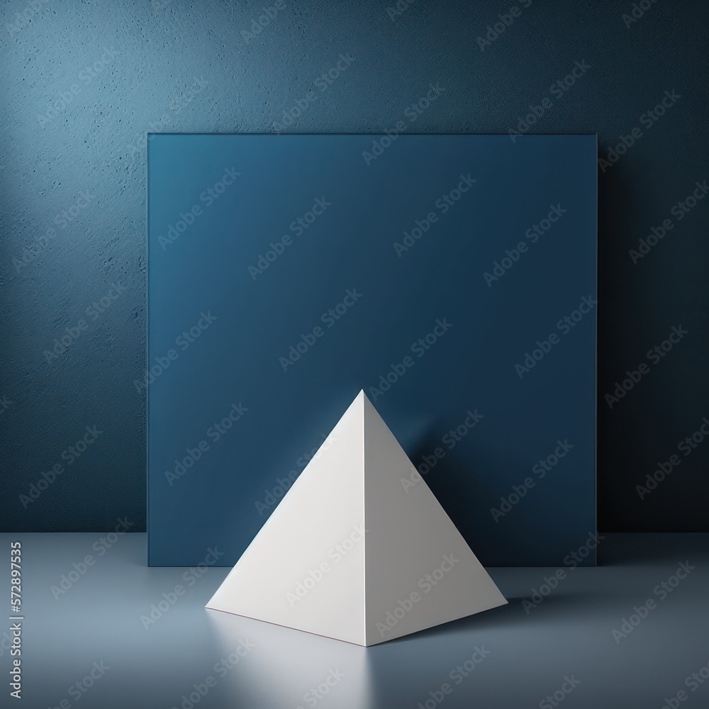 Background for product presentation, dark blue pyramid, with a ...