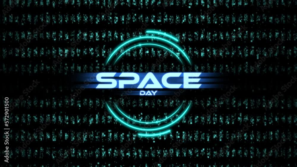 Space Day with circles HUD elements and glitch effect, motion abstract ...