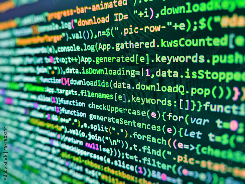 Source abstract algorithm concept. Programming code abstract laptop ...