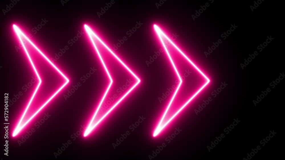 Glowing Neon Arrow Direction On Black Background, Neon Arrow Sign Animation, Futuristic Glowing ...