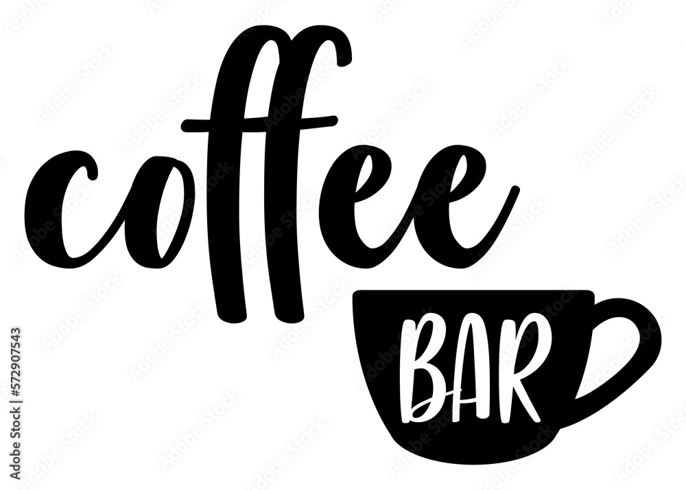 Logo aislado coffee bar. Letras palabra coffee en texto manuscrito y ...