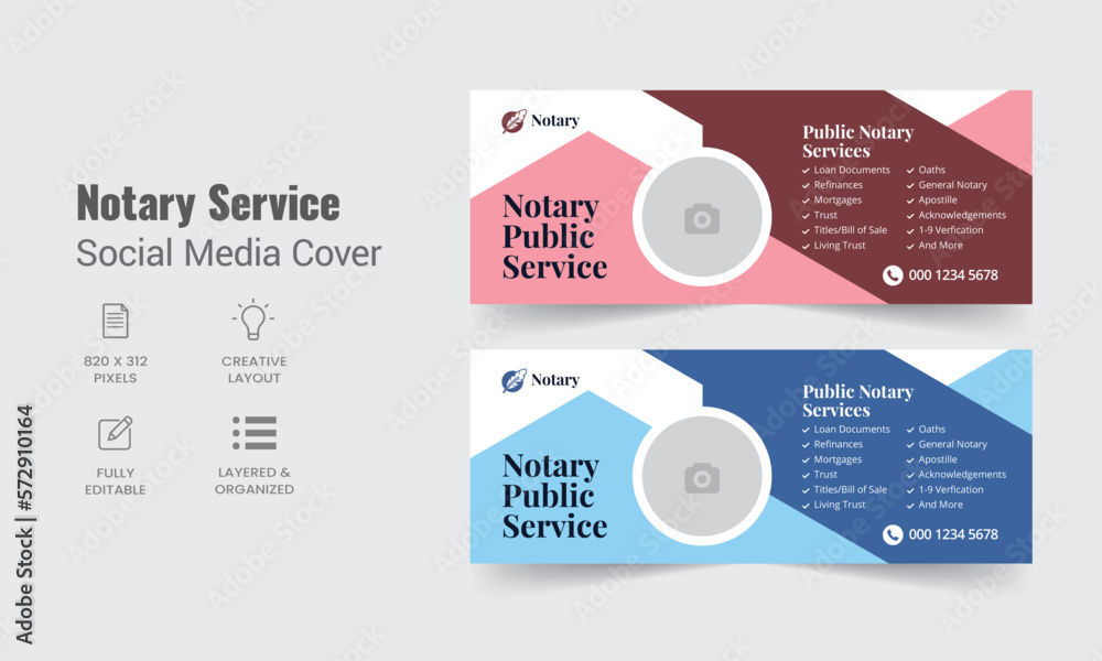 Notary service social media timeline cover template, Notary public ...