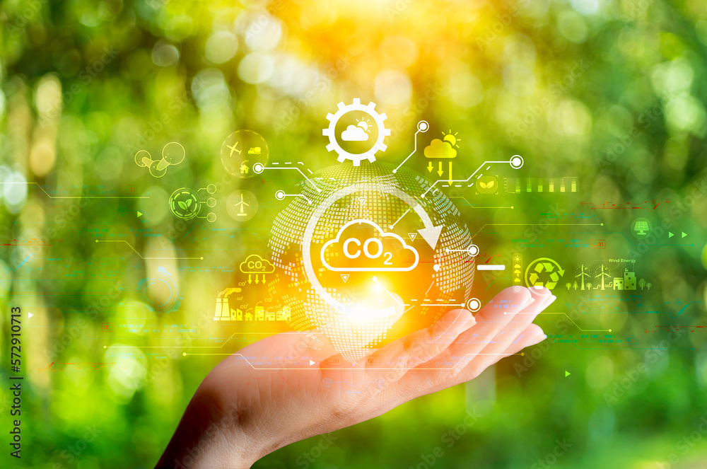 green energy concept help reduce global warming..Hand holding natural ...