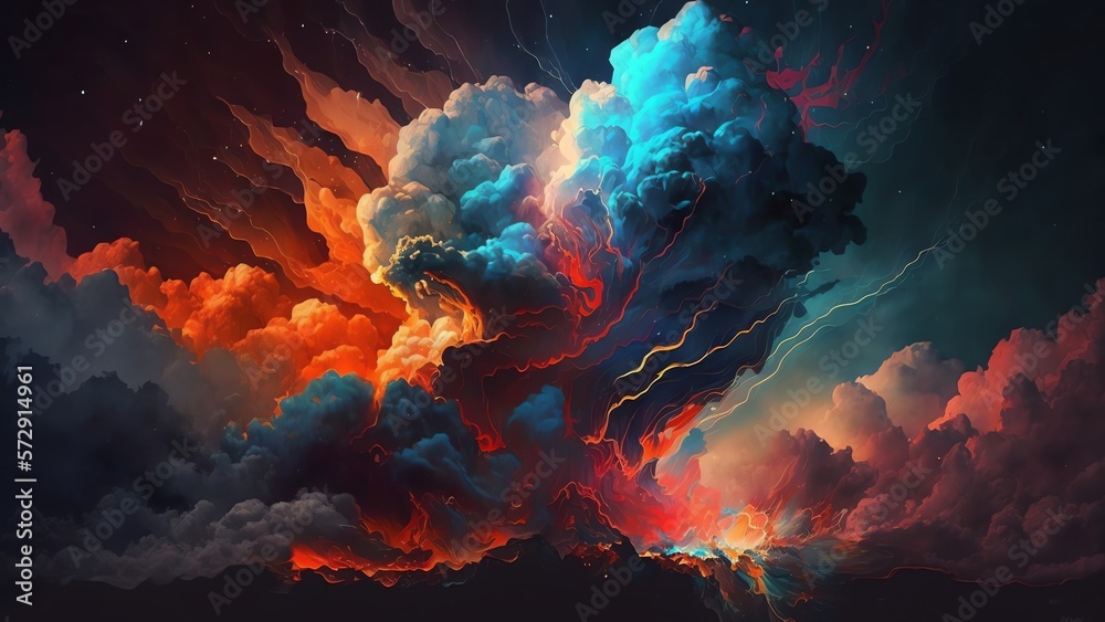 blue red orange wallpaper ice and fire AI generative 4k, HD, High ...