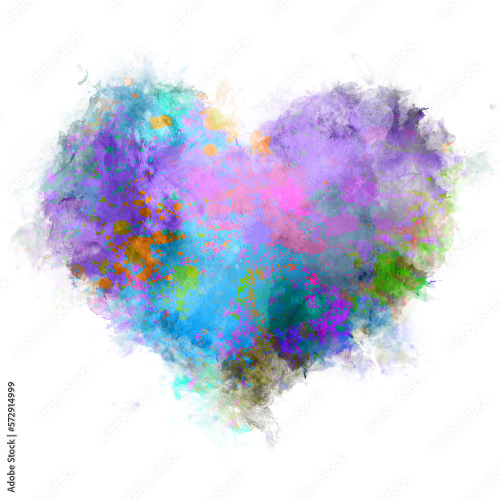 Watercolor Heart graffiti, Heart drawing with watercolor, Colorful ...