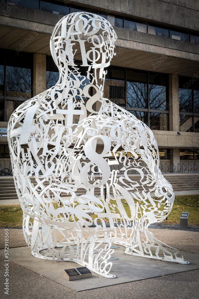 View of the famous sculpture called "The Scientist" set in front of the ...