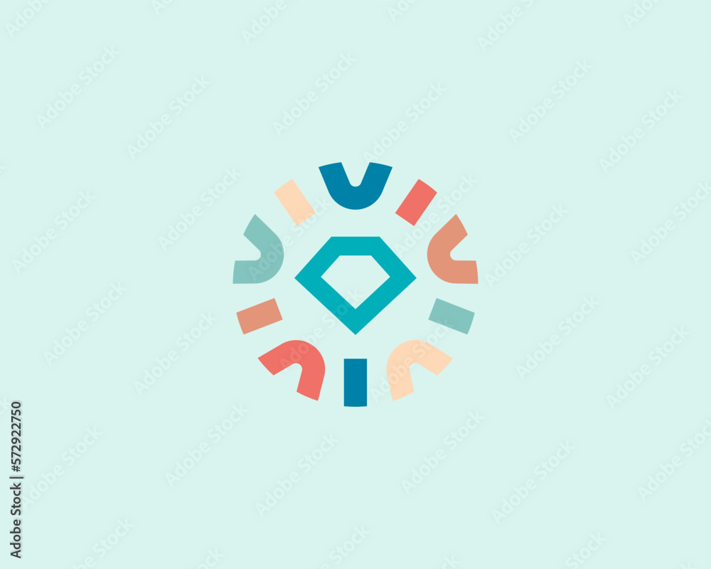 Diamond logo design. Gem logotype in a frame from colored shapes ...