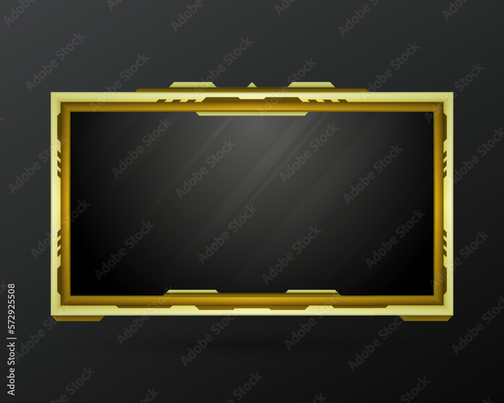 Glossy golden border stream overlay gui webcam screen panel frame ...
