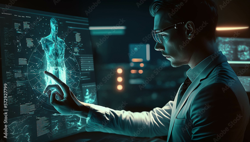 A Data Scientist Analyzing Information Using A Digital Tablet And Laptop Modern Visualizations