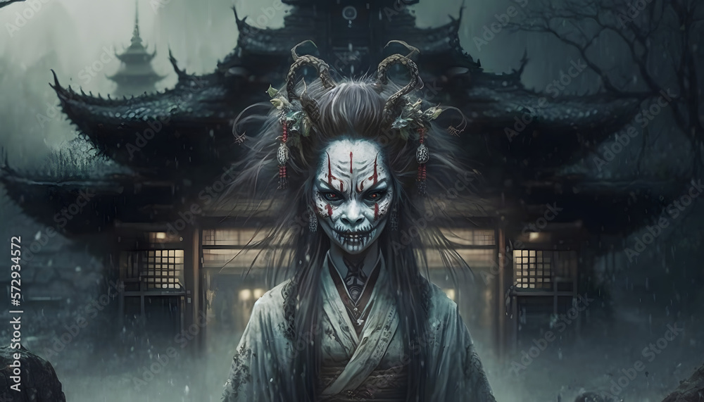 Yurei, a dim and wet female ghost of Japan. Stock Illustration | Adobe ...