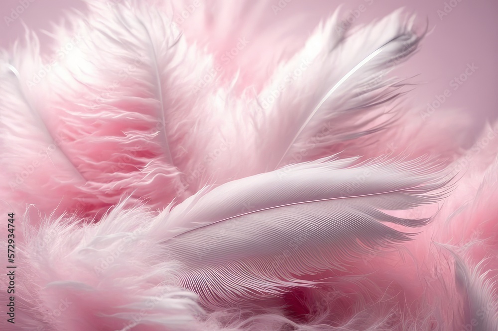 Beautiful abstract soft pink feathers on white background, pink ...
