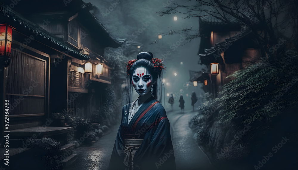 Yurei, a dim and wet female ghost of Japan. Stock Illustration | Adobe ...