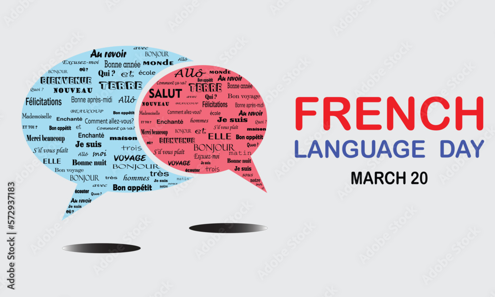 French Language Day banner. It includes collection of French words ...