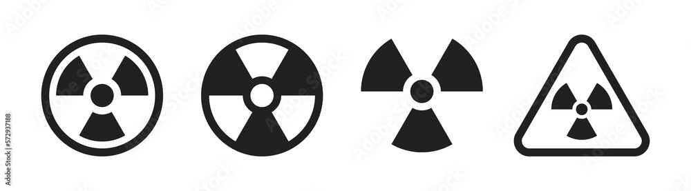 Radioactive symbol, icon set in round and triangle. Stock Illustration ...