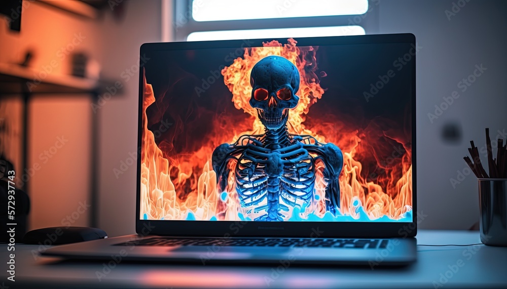 haunted monitor, ghost emerge from computer monitor, Generative Ai ...