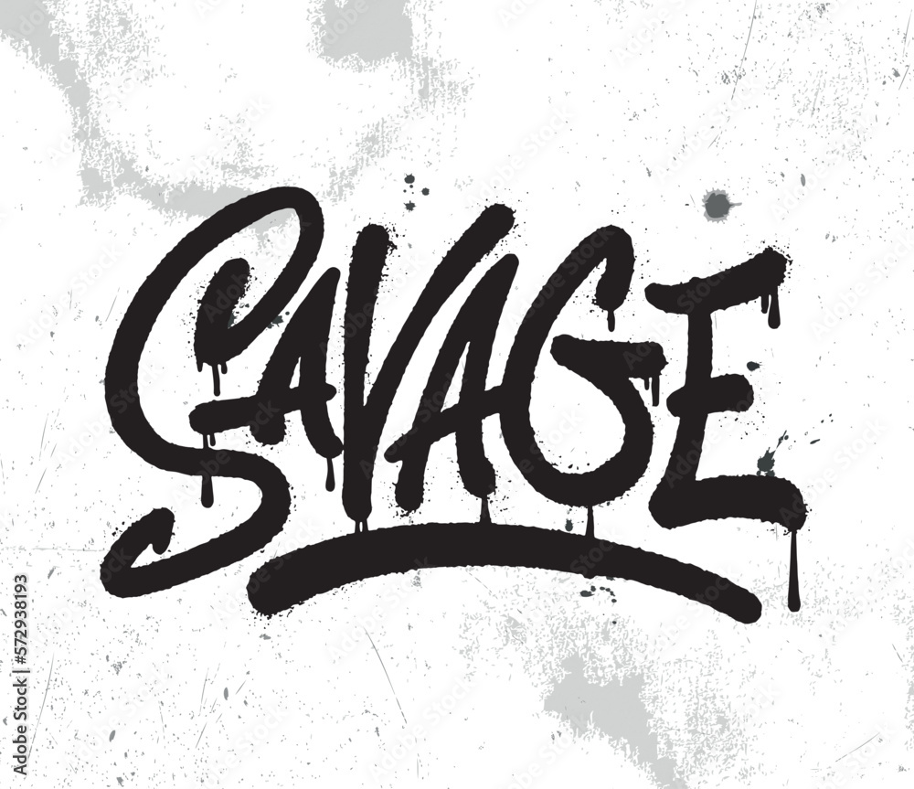 Vetor de Savage. Gym motivation t-shirt print, logo, emblem. Lettering ...