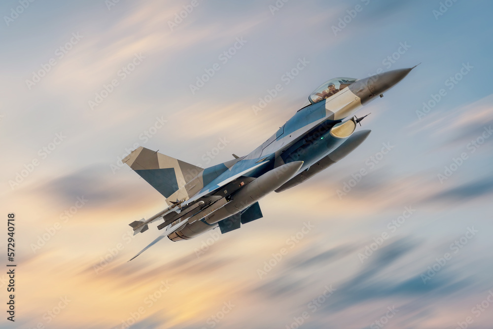F-16 Falcon Fighter Jet in Flight. High speed Fast Jet military ...