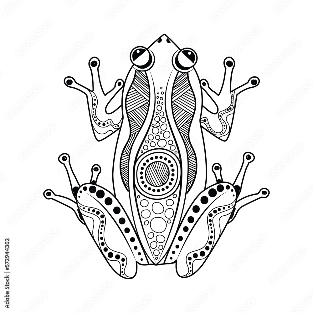 Frog drawing in aboriginal art style - Vector illustration Stock Vector ...