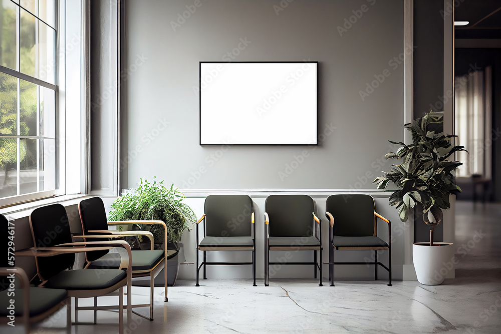 Waiting room for a doctor in a hospital or some office. Above the ...