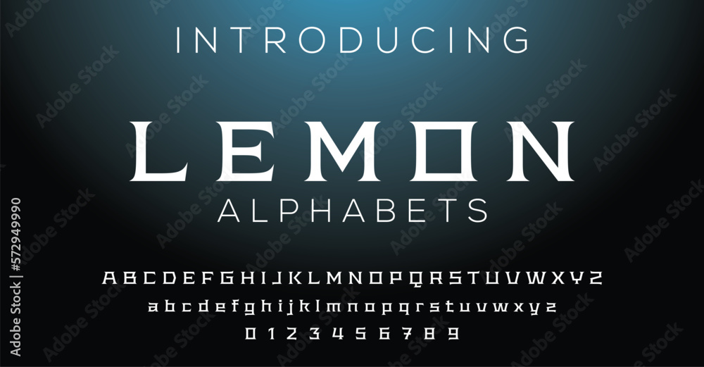 Square typography. Geometric font typeface, numbers and letters set ...