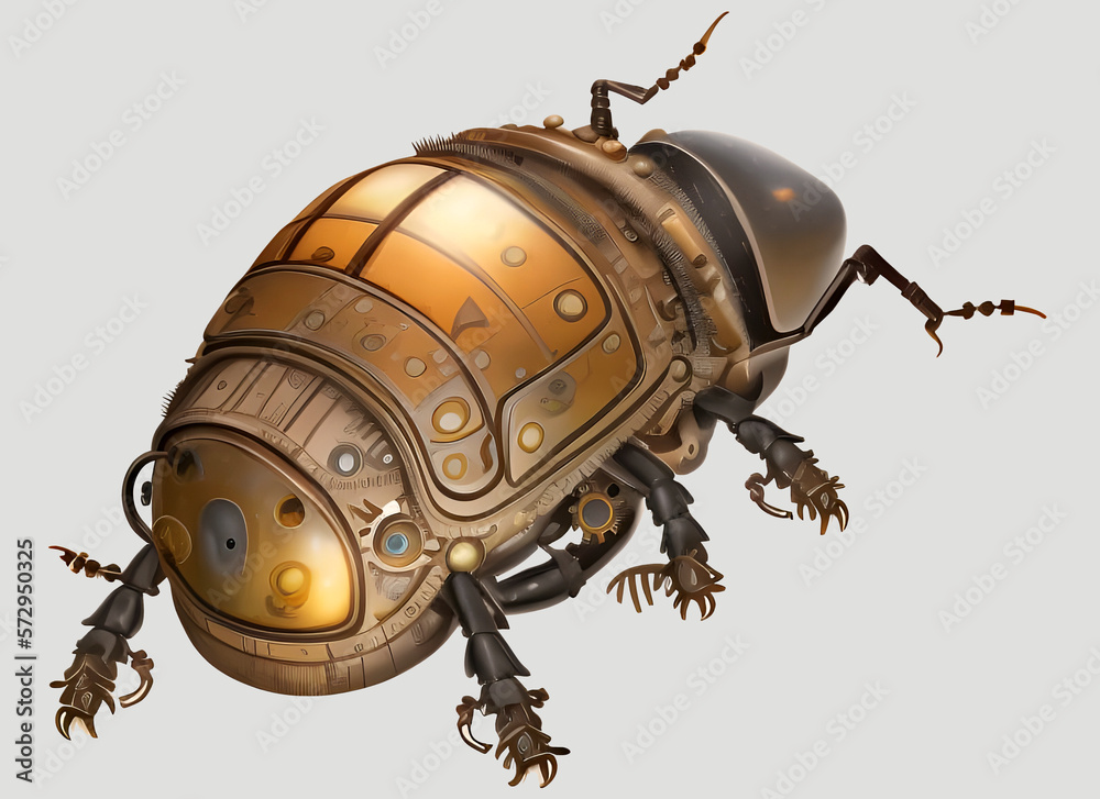 cyberpunk mechanical robot metal beetle with steampunk style clockwork ...