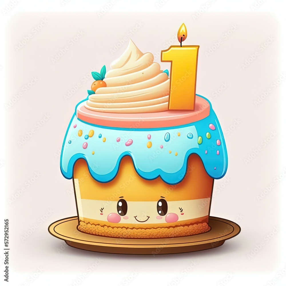 cute cartoon cake for memorable 1st birthday using generative ai ...