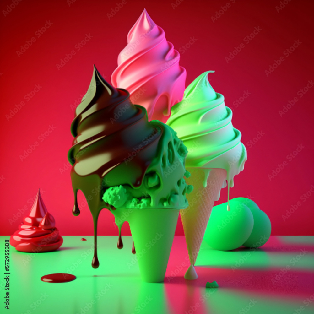 AI | Generated AI | the Flavors of Ice Cream | Ice Cream | Scoops of ...