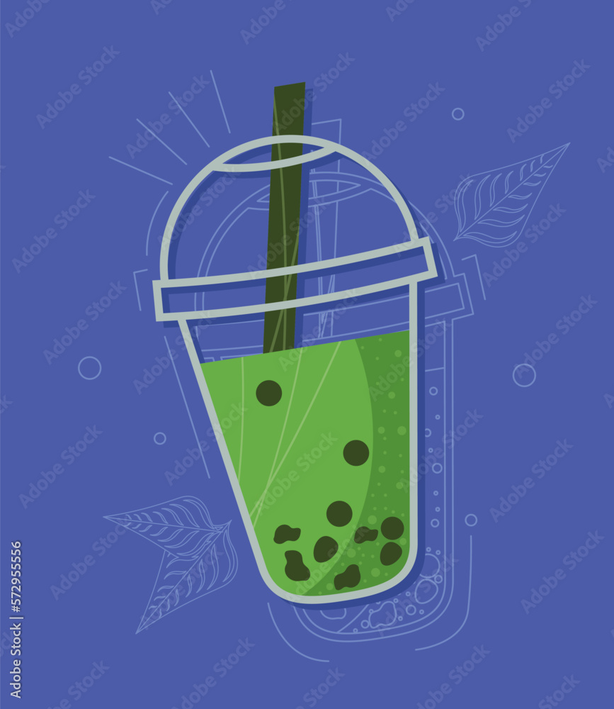 matcha iced drink Stock Vector | Adobe Stock