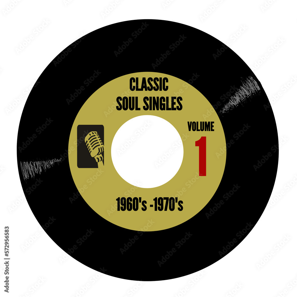 Classic soul single vinyl record illustration,emulating the style and ...